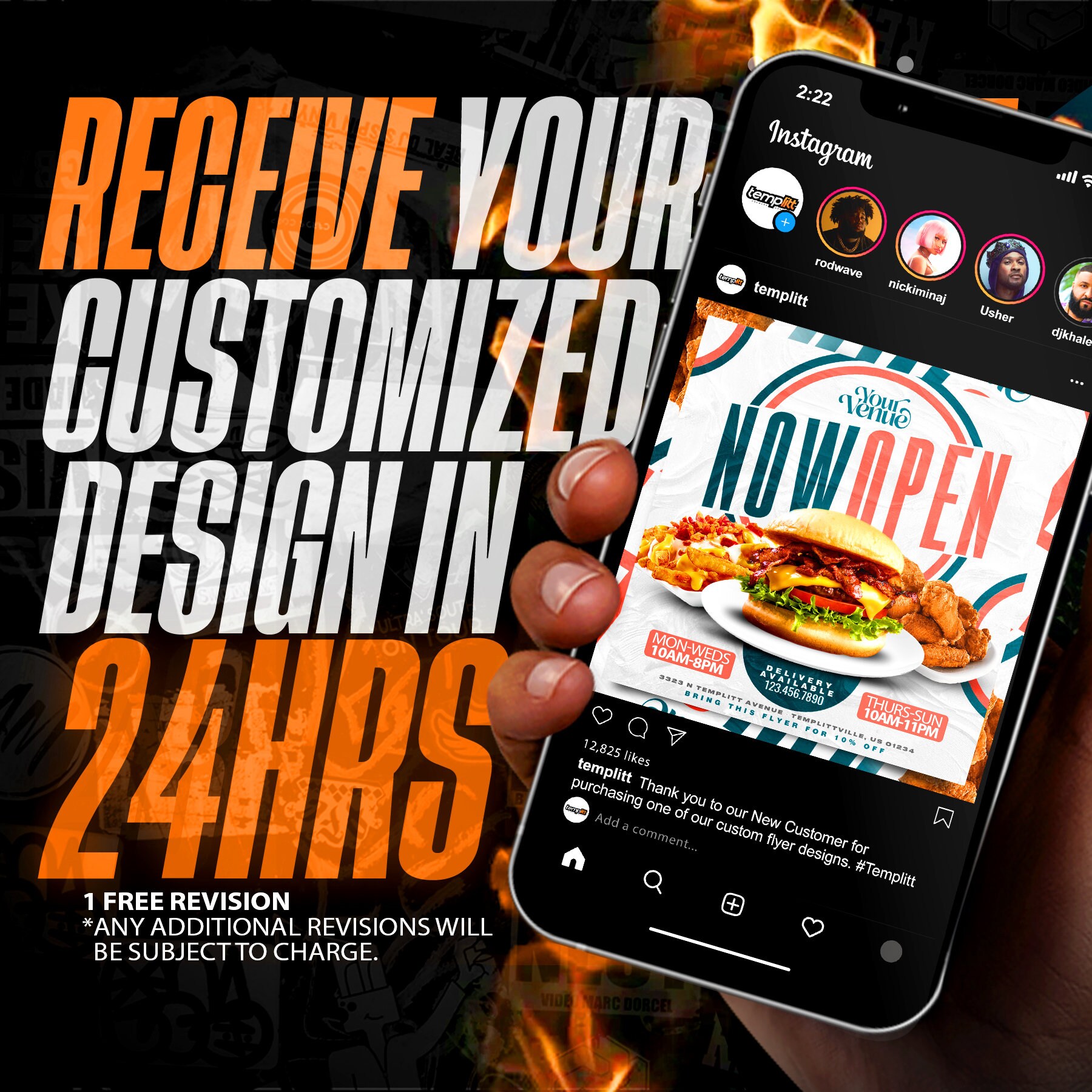 Now Open Restaurant Flyer, Premade Flyer Template, Event Flyer, Party ...