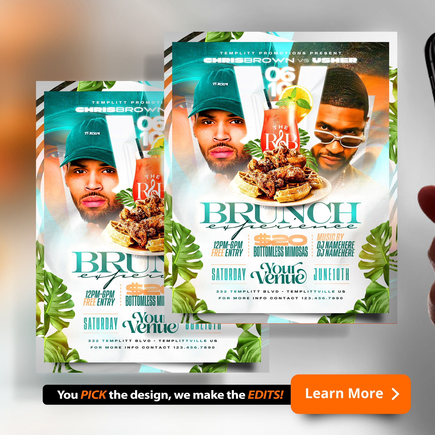 Versus R&B Brunch Flyer, Premade Flyer Template, Brunch Invitation ...