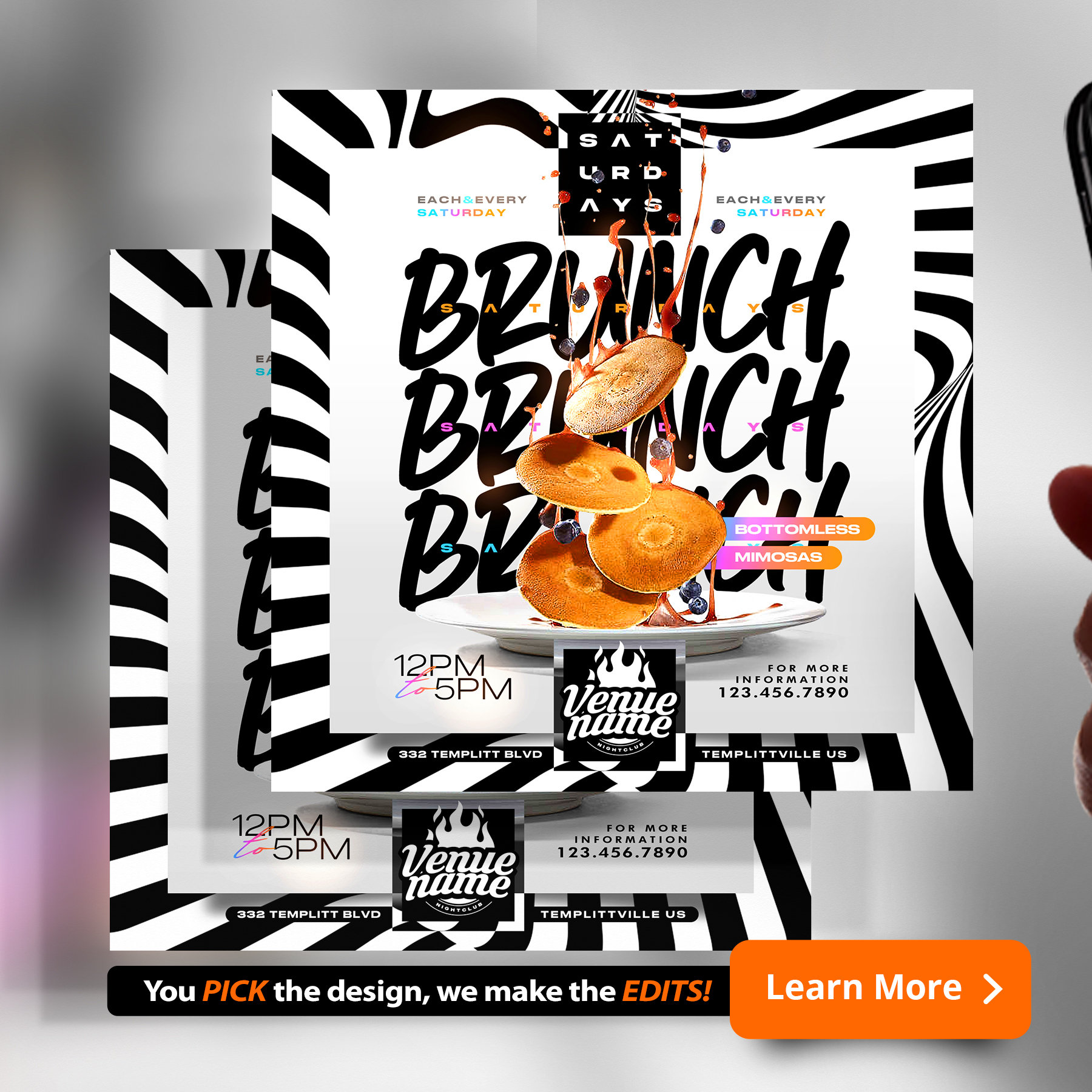 Brunch Flyer, Premade Flyer Template, Brunch Invitation, Club Flyer ...