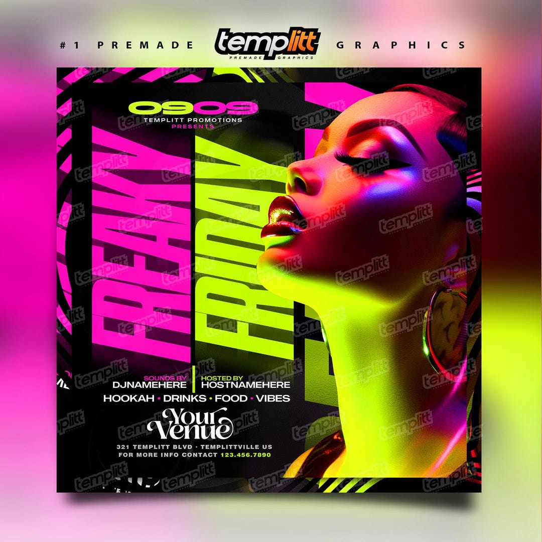 Freaky Friday Party Flyer, Premade Flyer Template, Event Flyer, Strip ...