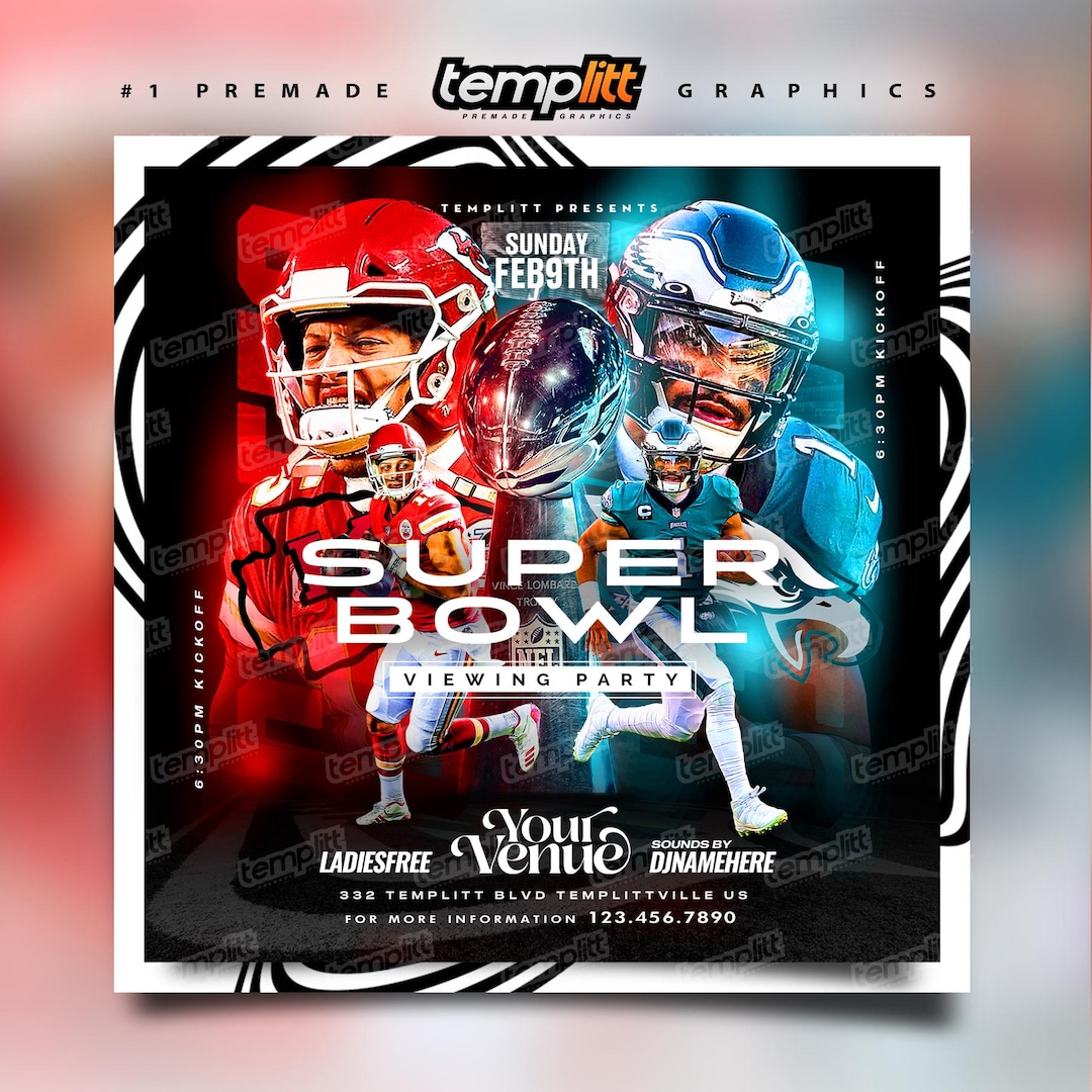 Super Bowl Watch Party Flyer, Premade Flyer Template, Event Flyer ...