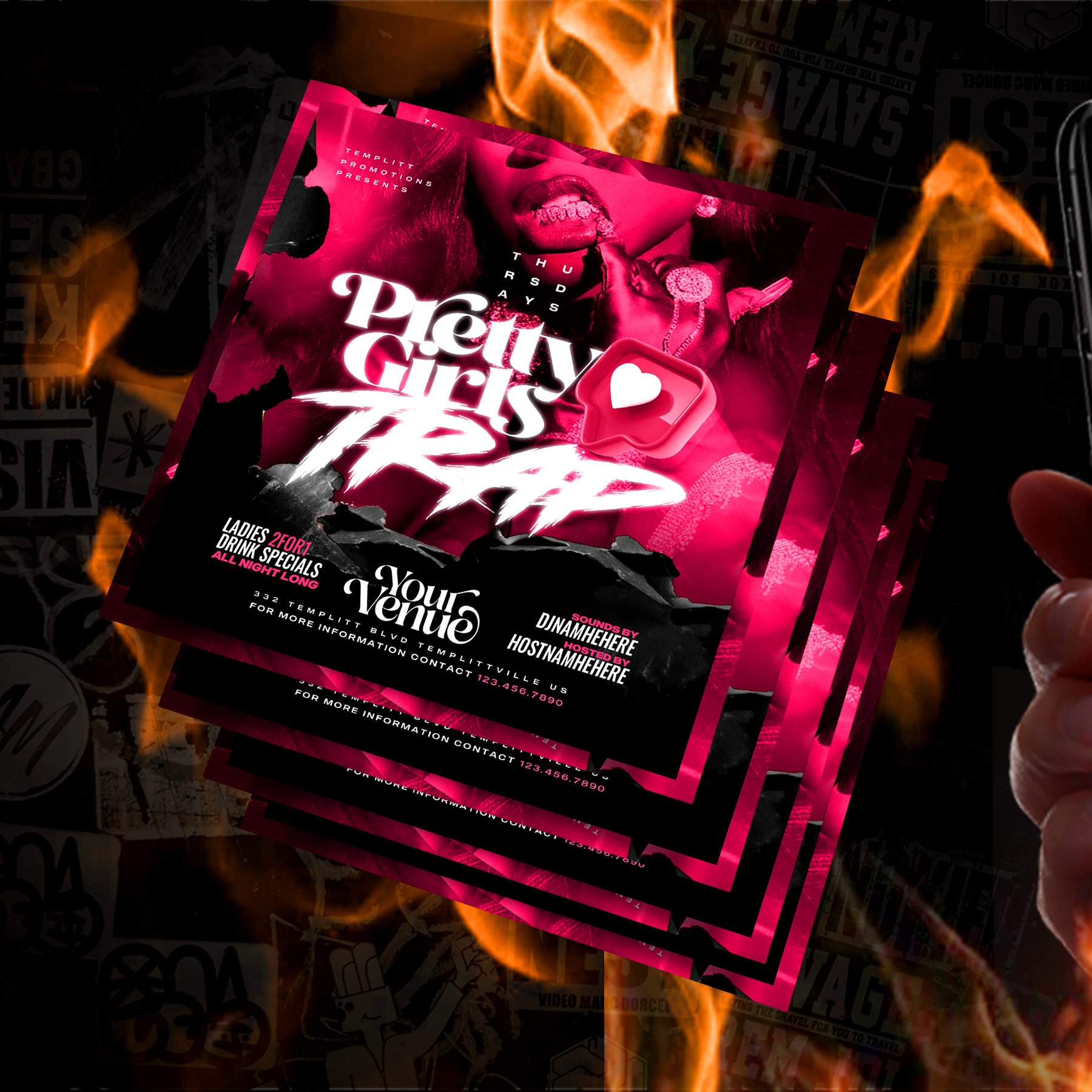 Pretty Girls Love Trap Party Flyer, Premade Flyer Template, Event Flyer ...