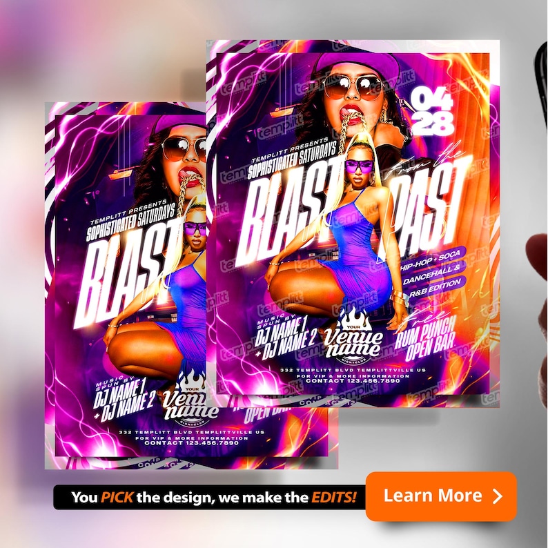 Blast From the Past Party Flyer, Premade Flyer Template, Event Flyer ...