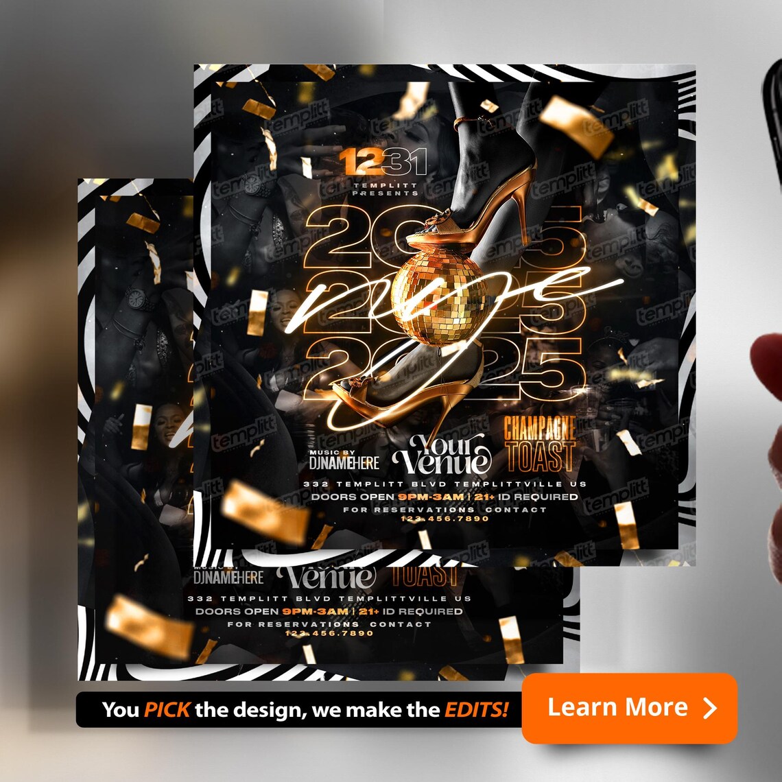 New Year's Eve Party Flyer, Premade Flyer Template, Event Flyer, Night ...