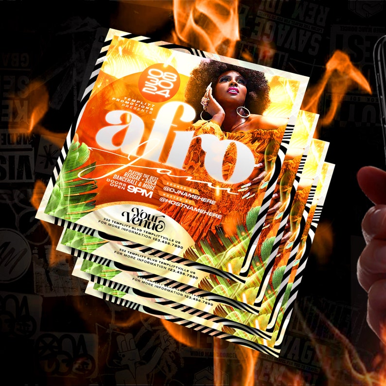 Afrojam Party Flyer, Premade Flyer Template, Event Flyer, Night Club ...
