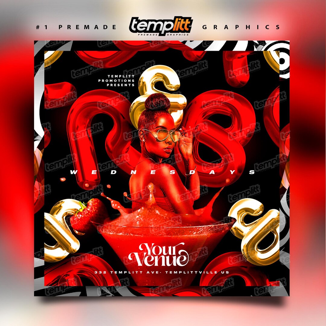 R&B Wednesday Party Flyer, Premade Flyer Template, Event Flyer, Night ...