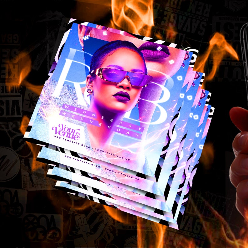 R&B Wednesday Party Flyer, Premade Flyer Template, Event Flyer, Night ...