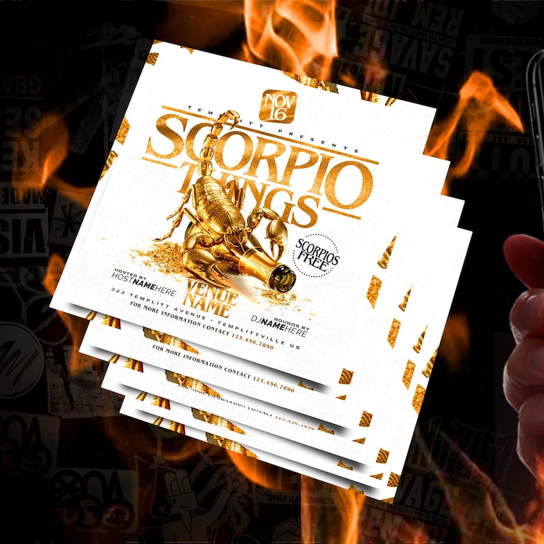 Scorpio Things Party Flyer, Premade Flyer Template, Event Flyer, Night ...