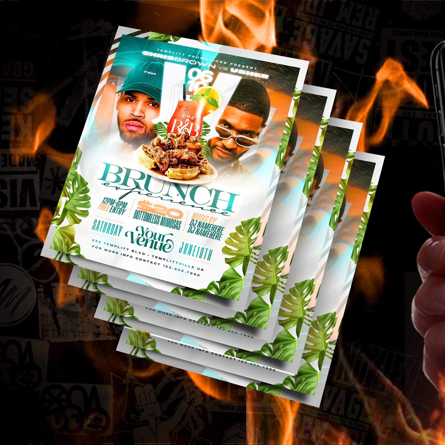 Versus R&B Brunch Flyer, Premade Flyer Template, Brunch Invitation ...