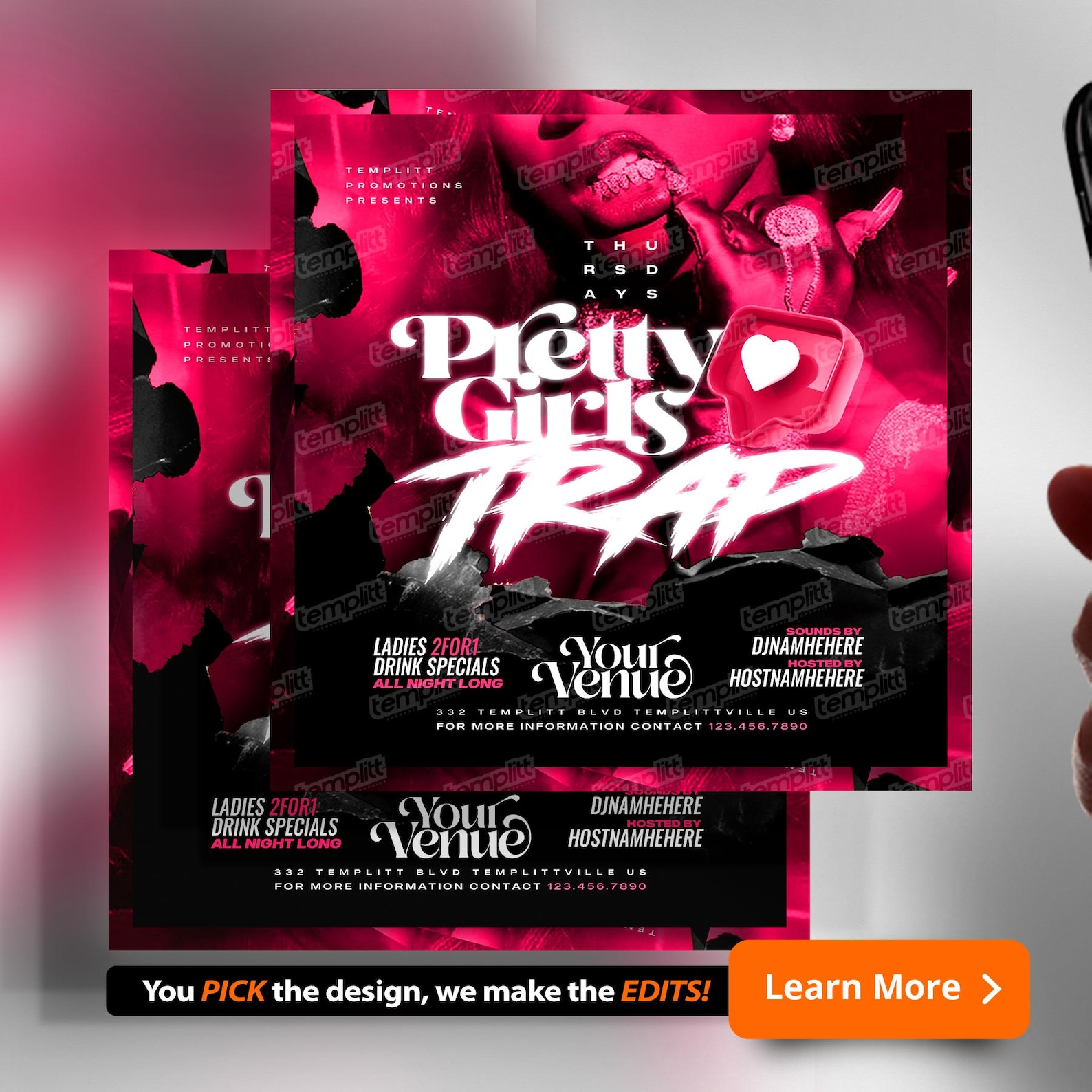 Pretty Girls Love Trap Party Flyer, Premade Flyer Template, Event Flyer ...