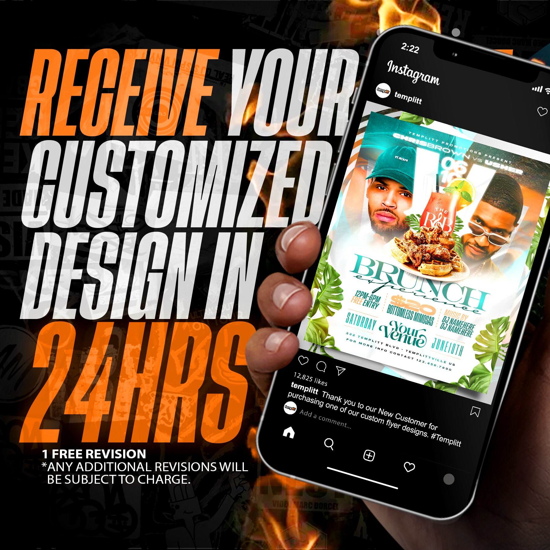 Versus R&B Brunch Flyer, Premade Flyer Template, Brunch Invitation ...