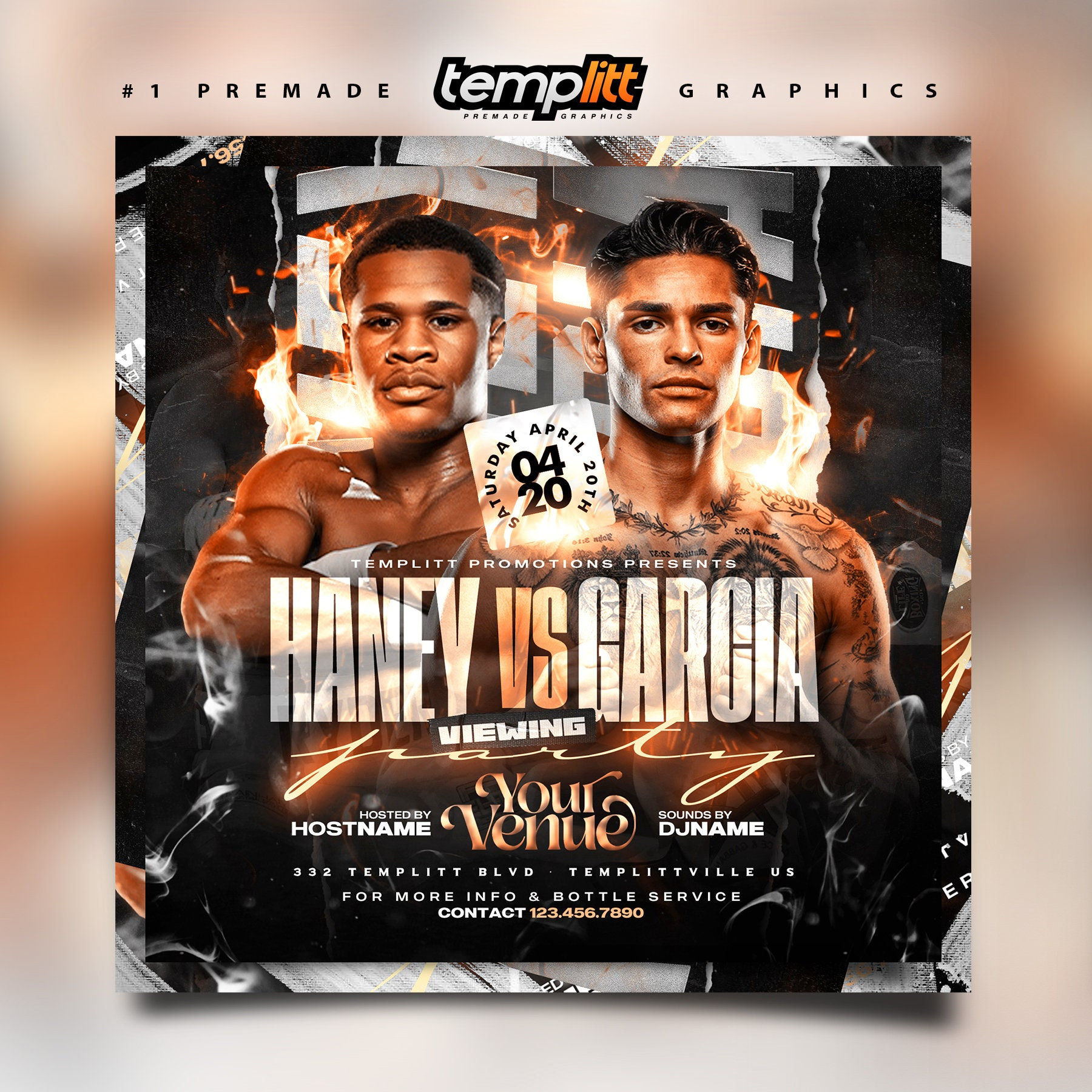 Boxing Watch Party Flyer, Premade Flyer Template, Event Flyer, Night ...
