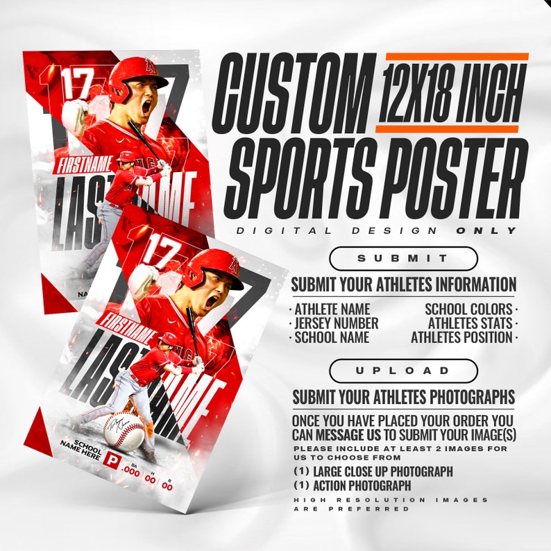 Custom Baseball Poster, Sports Poster Template, Senior Night Banner ...