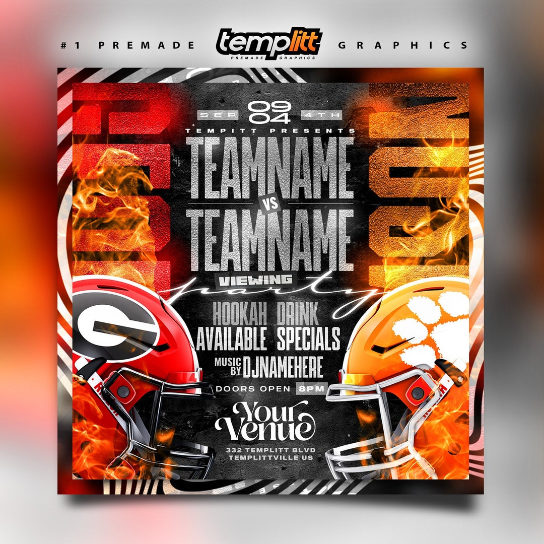 Football Watch Party Flyer, Premade Flyer Template, Event Flyer, Night ...