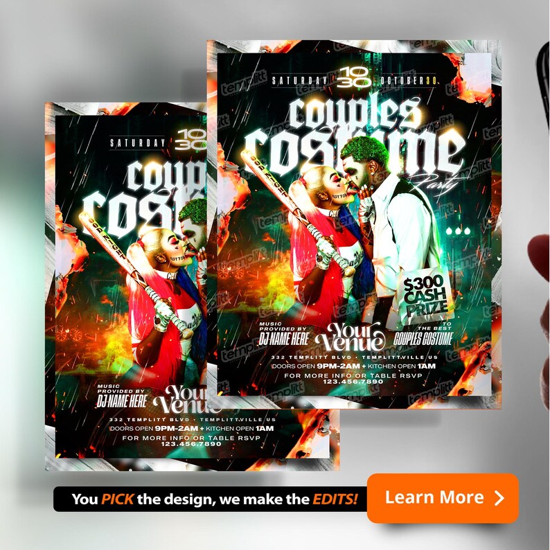 Costume Halloween Party Flyer, Premade Flyer Template, Event Flyer ...