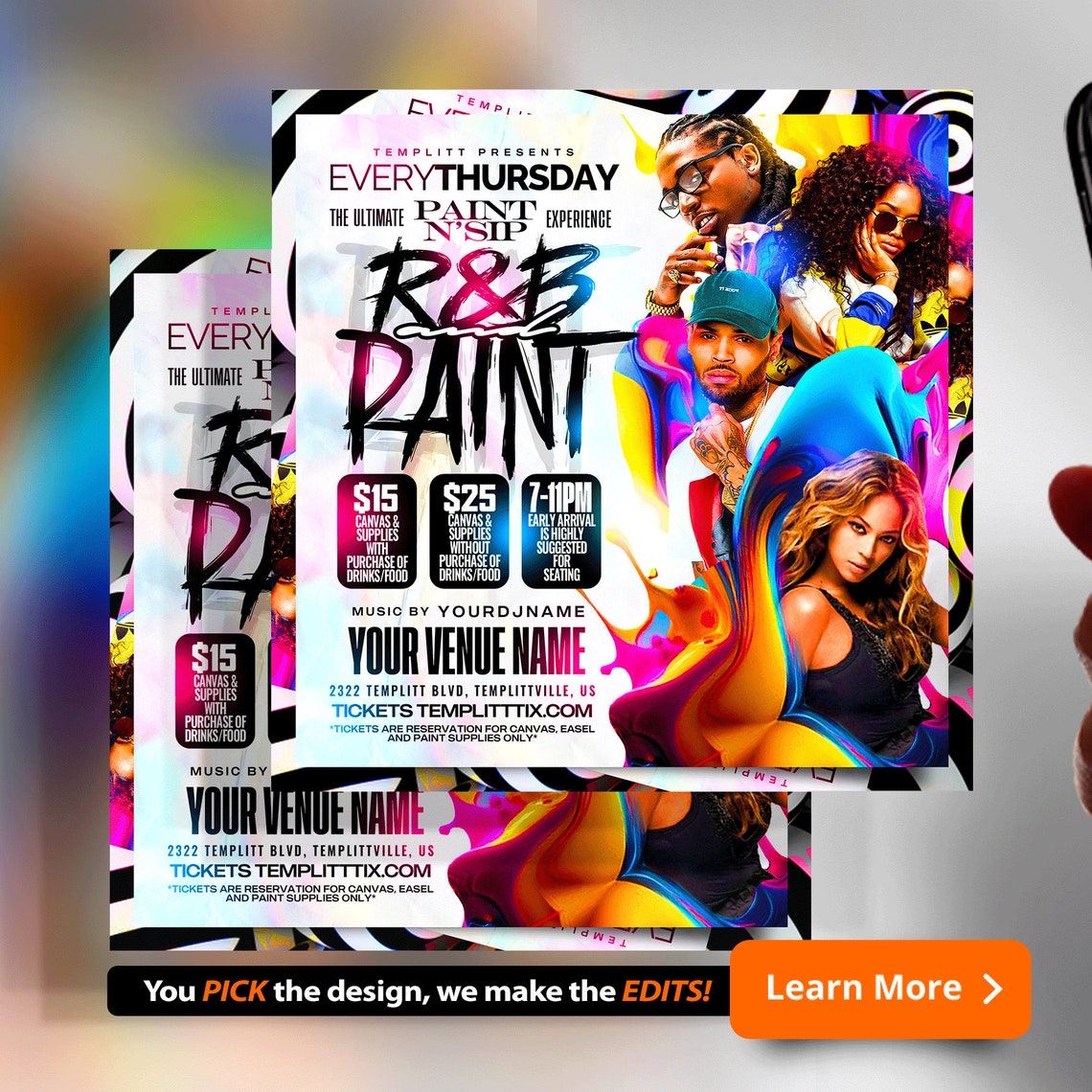 R&B Paint N Sip Flyer, Premade Flyer Template, Club Flyer, Party Flyer ...