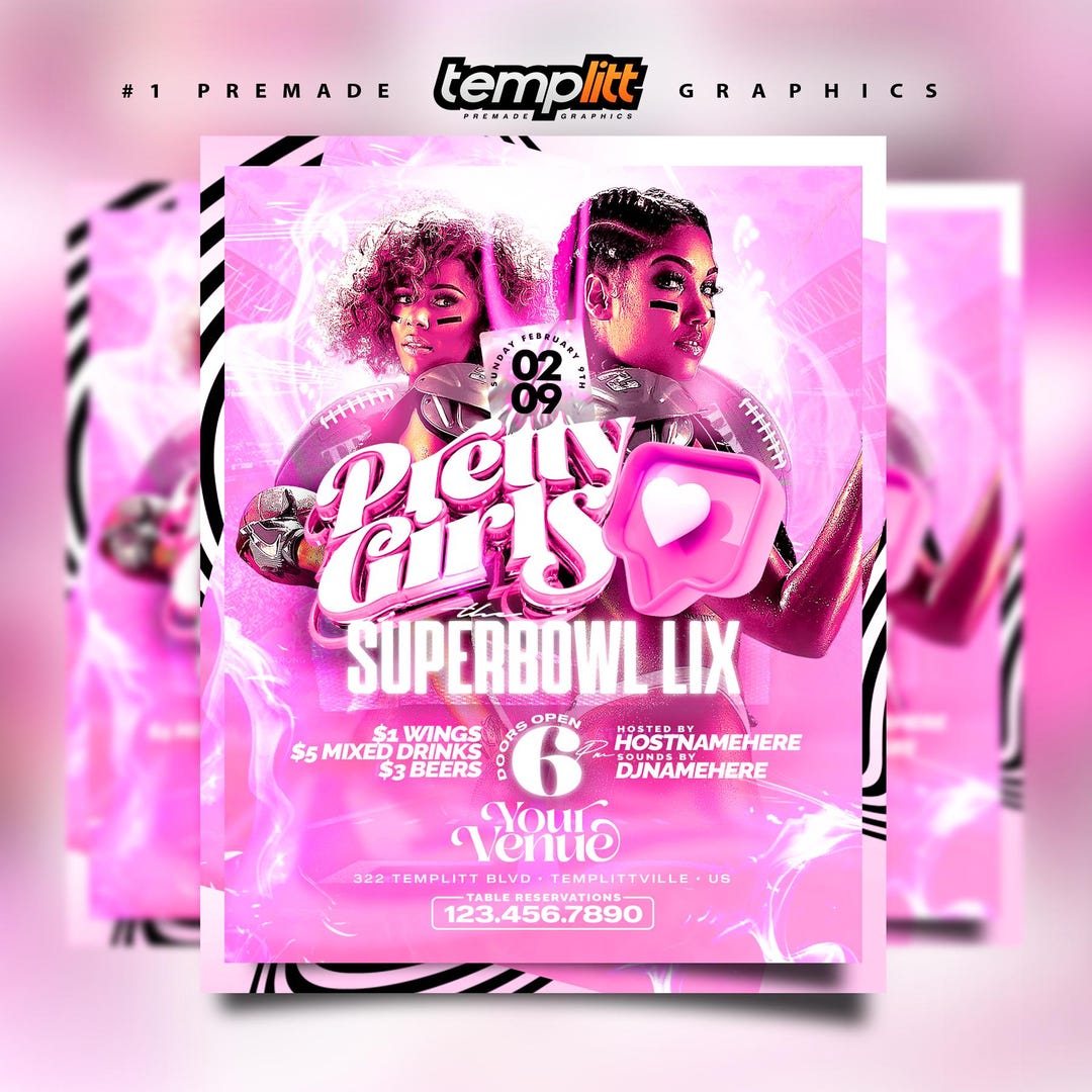 Super Bowl Watch Party Flyer, Premade Flyer Template, Event Flyer ...