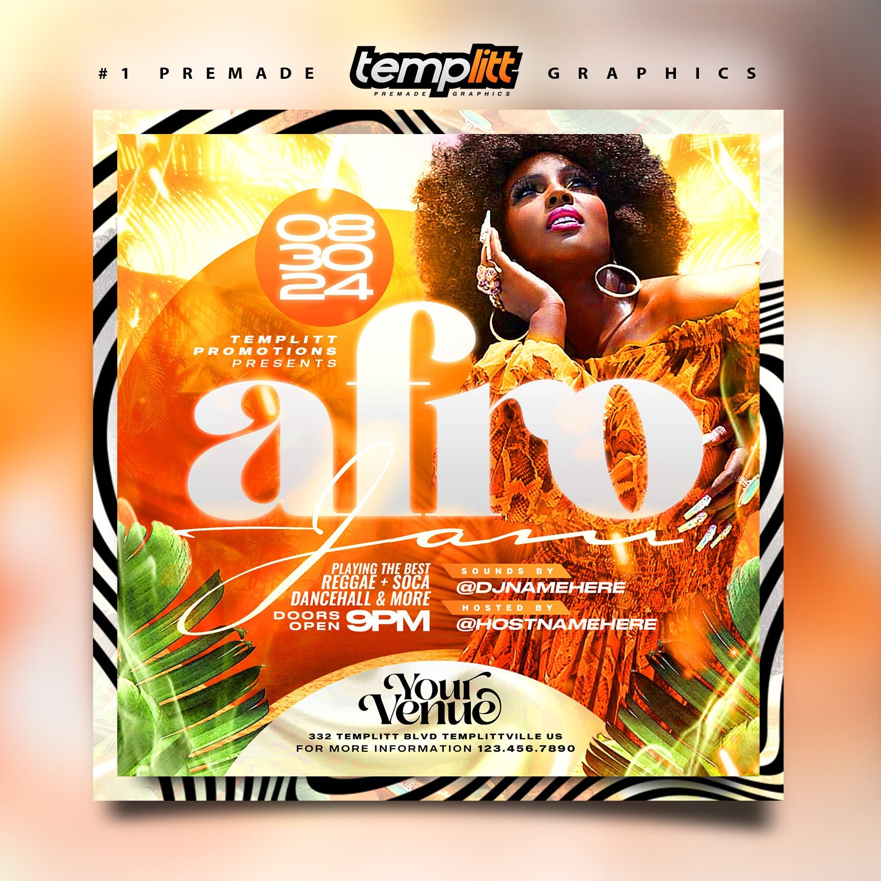 Afrojam Party Flyer, Premade Flyer Template, Event Flyer, Night Club ...