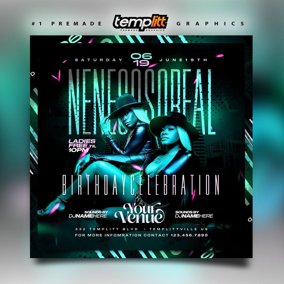 Birthday Party Flyer, Premade Flyer Template, Event Flyer, Night Club ...