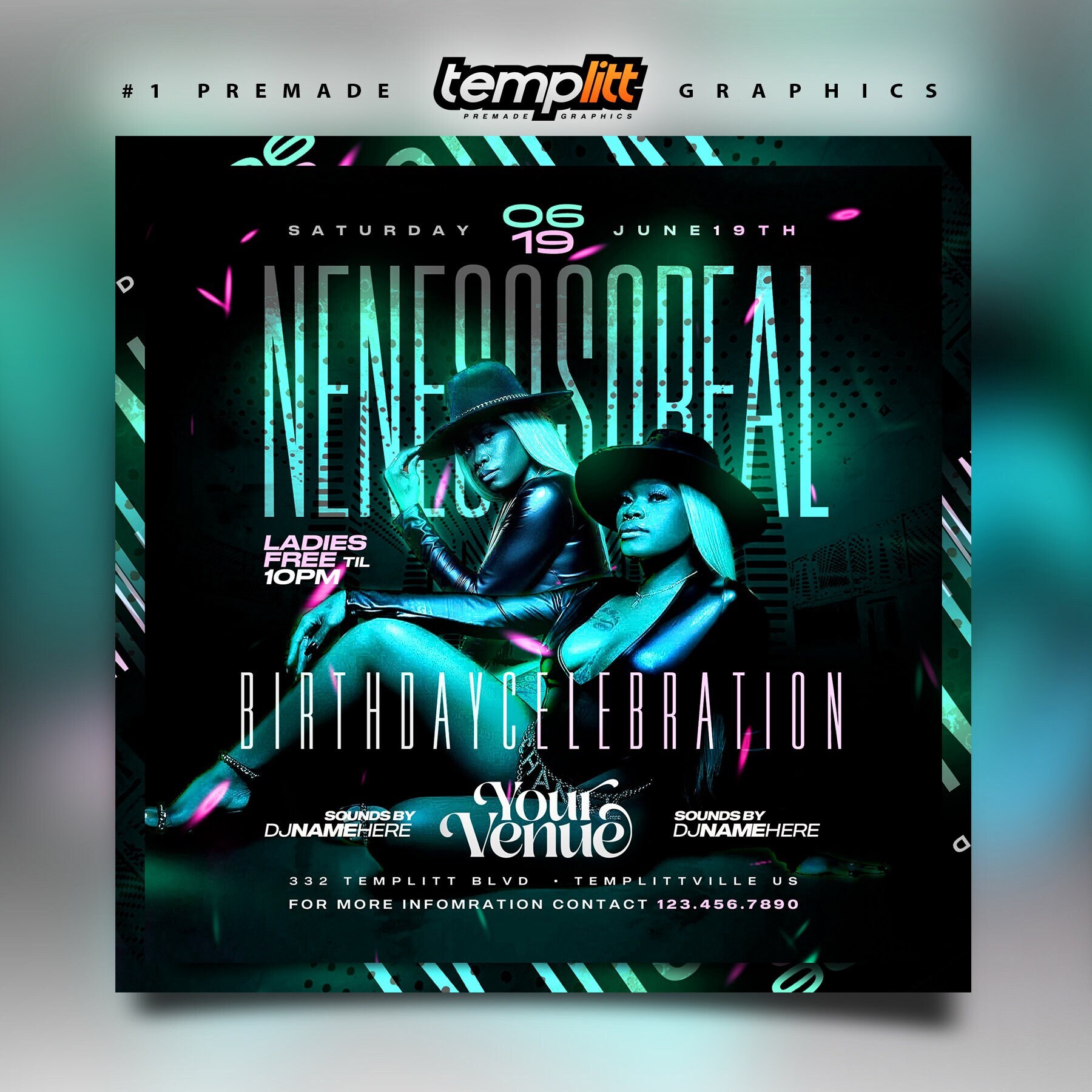 Birthday Party Flyer, Premade Flyer Template, Event Flyer, Night Club ...