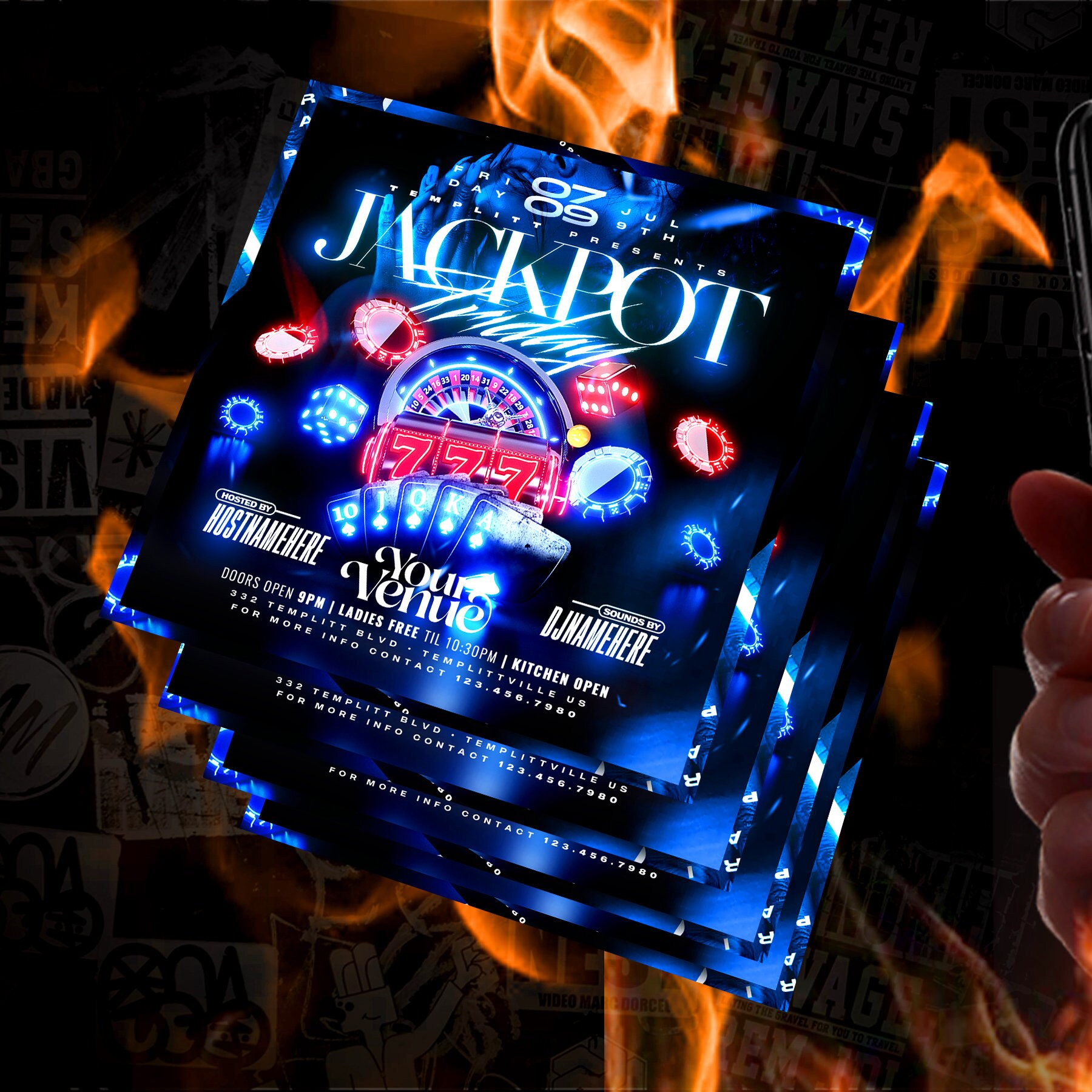 Jackpot Friday Party Flyer, Premade Flyer Template, Event Flyer, Night ...
