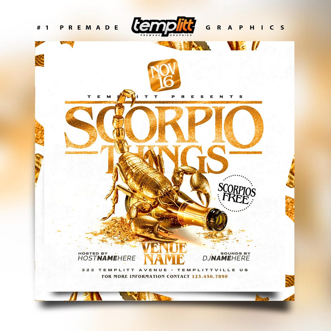Scorpio Things Party Flyer, Premade Flyer Template, Event Flyer, Night ...