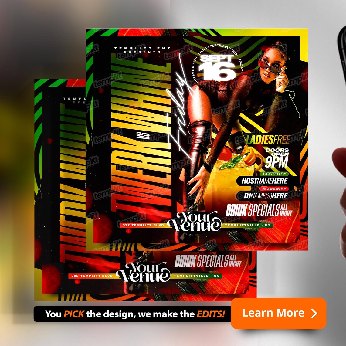 Twerk Vs Whine Reggae Party Flyer, Premade Flyer Template, Event Flyer ...