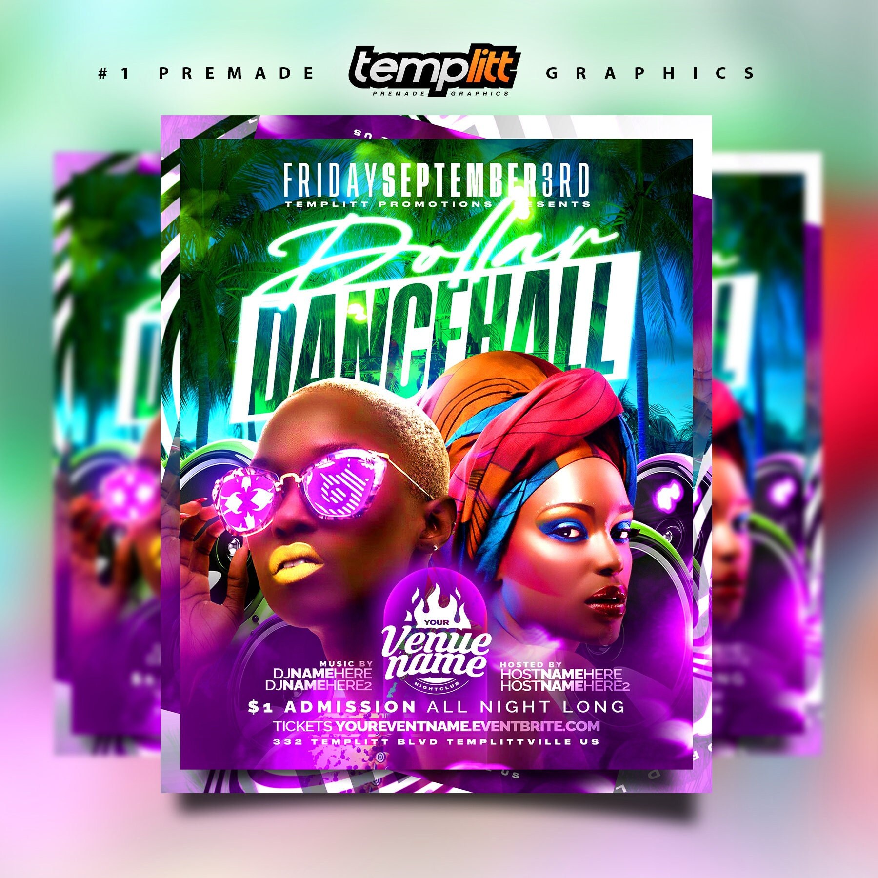 Dancehall Party Flyer, Premade Flyer Template, Event Flyer, Night Club ...