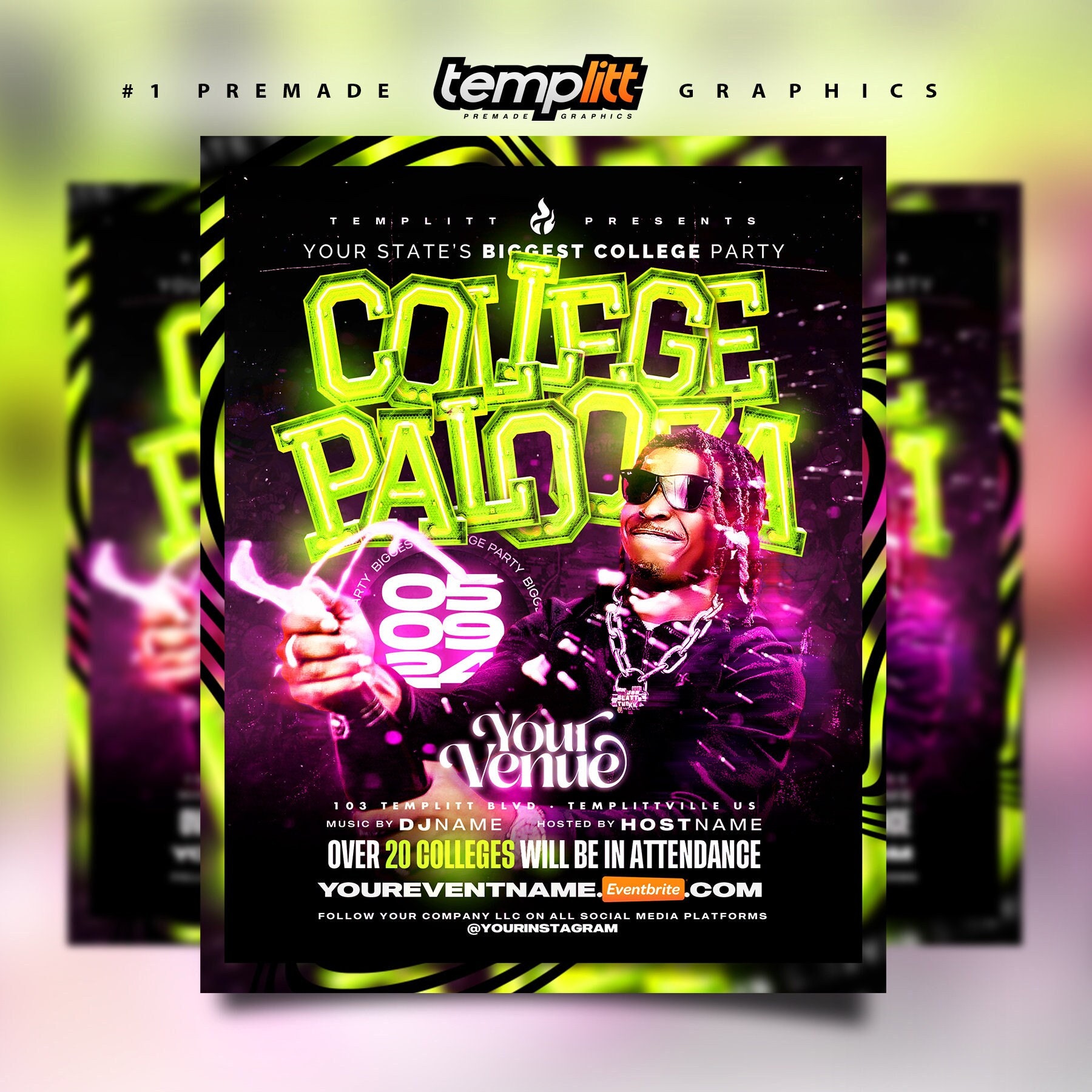 College Party Flyer, Premade Flyer Template, Event Flyer, Night Club ...