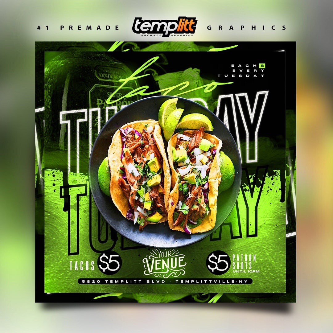 Taco Tuesday Flyer, Premade Flyer Template, Event Flyer, Party Flyer ...