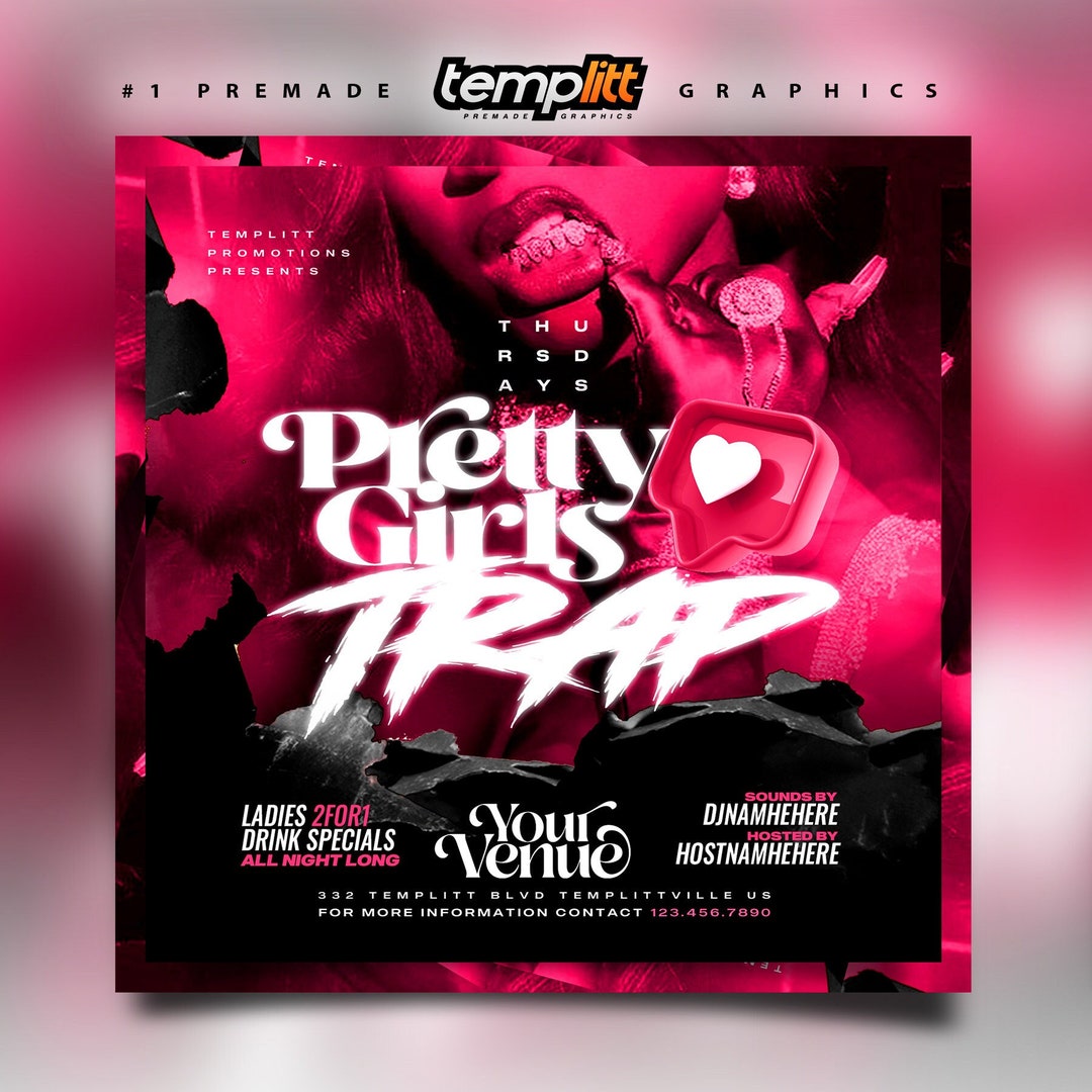 Pretty Girls Love Trap Party Flyer, Premade Flyer Template, Event Flyer ...