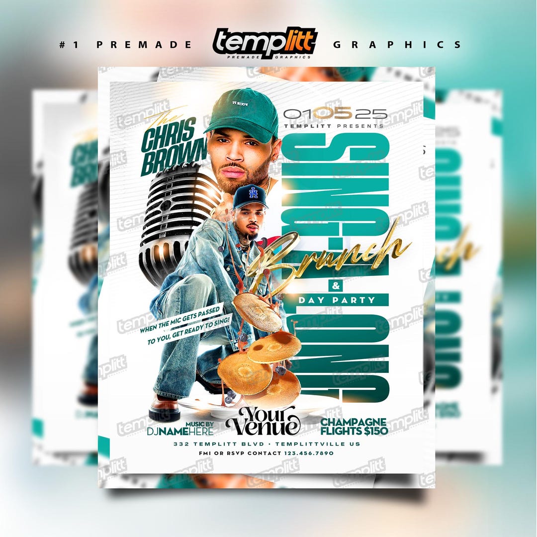 Brunch Sing-along Flyer, Premade Flyer Template, Brunch Invitation ...