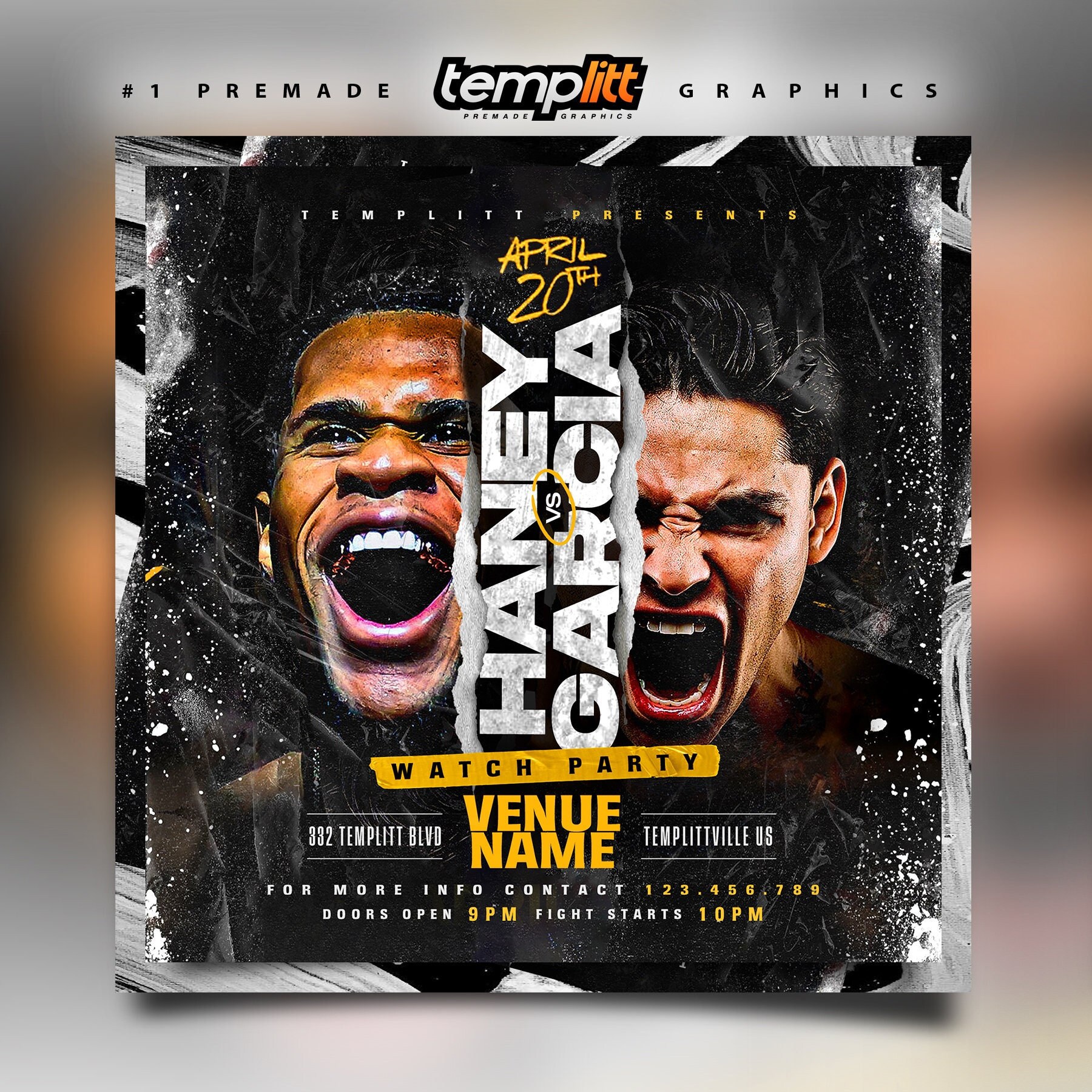 Boxing Watch Party Flyer, Premade Flyer Template, Event Flyer, Night ...