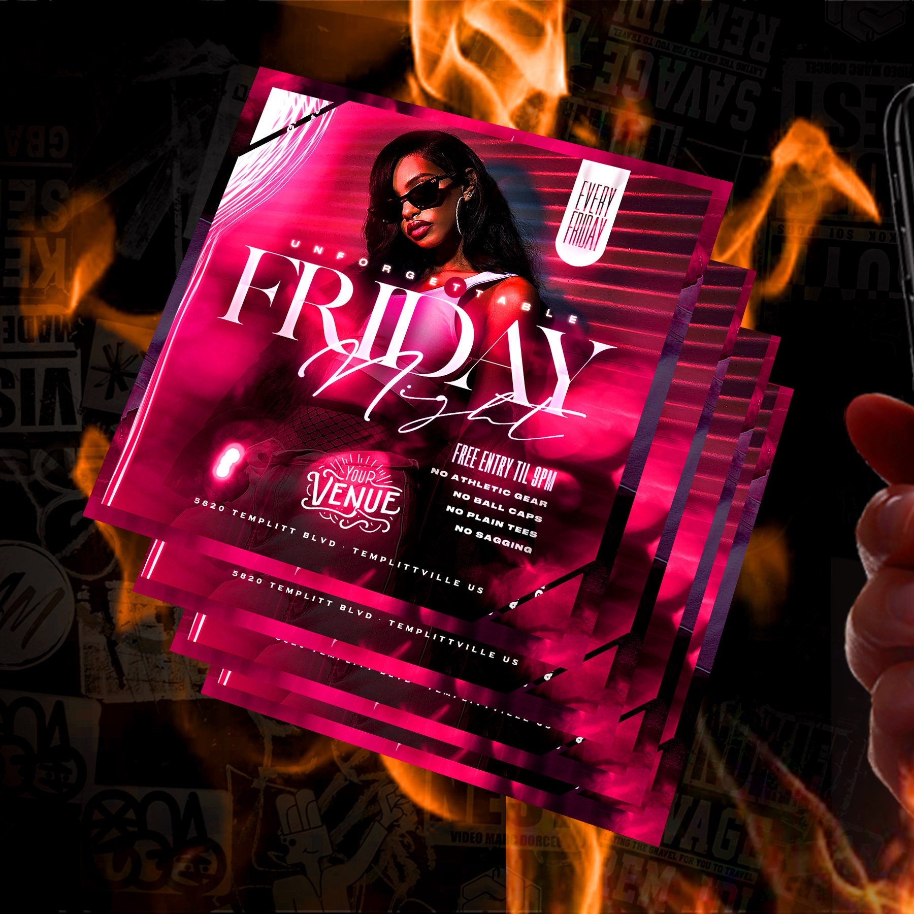 Friday Party Flyer, Premade Flyer Template, Event Flyer, Night Club ...