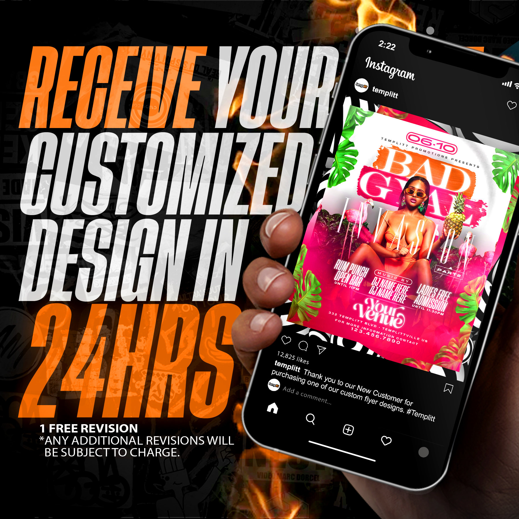 Bad Gyal Invasion Party Flyer, Premade Flyer Template, Event Flyer ...
