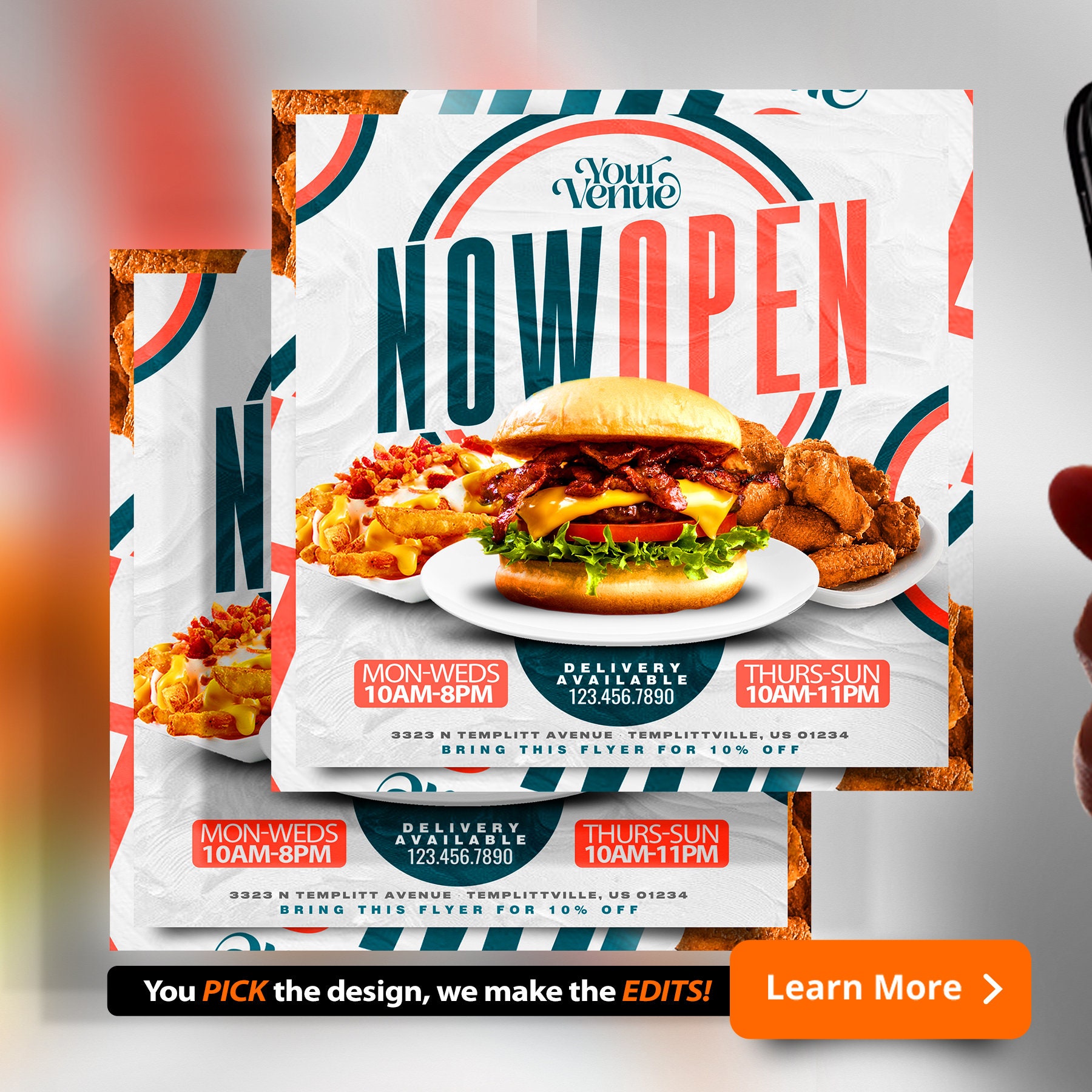 Now Open Restaurant Flyer, Premade Flyer Template, Event Flyer, Party ...