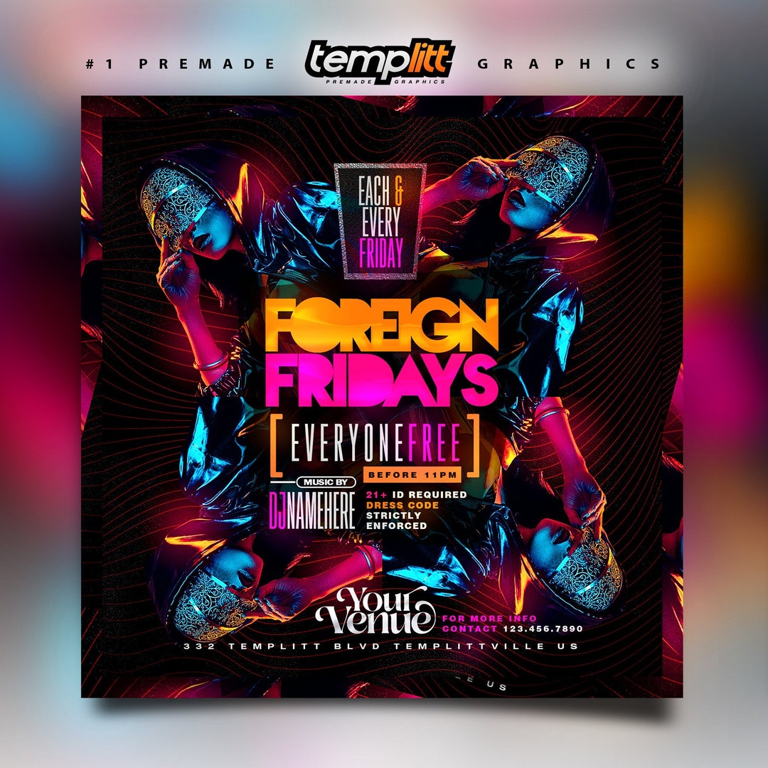 Foreign Friday Flyer Premade Template Customizable Digital Club Flyer ...