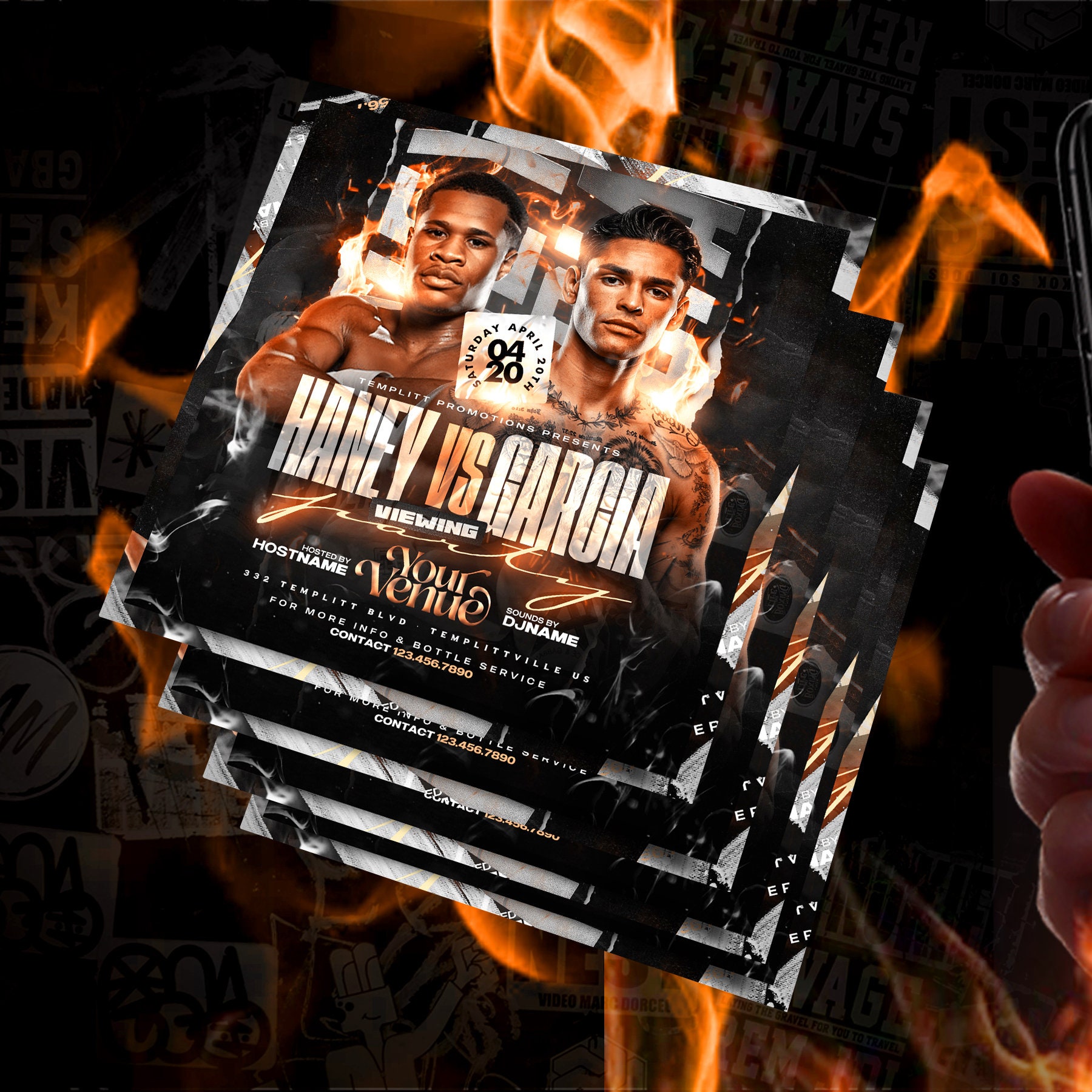 Boxing Watch Party Flyer, Premade Flyer Template, Event Flyer, Night ...