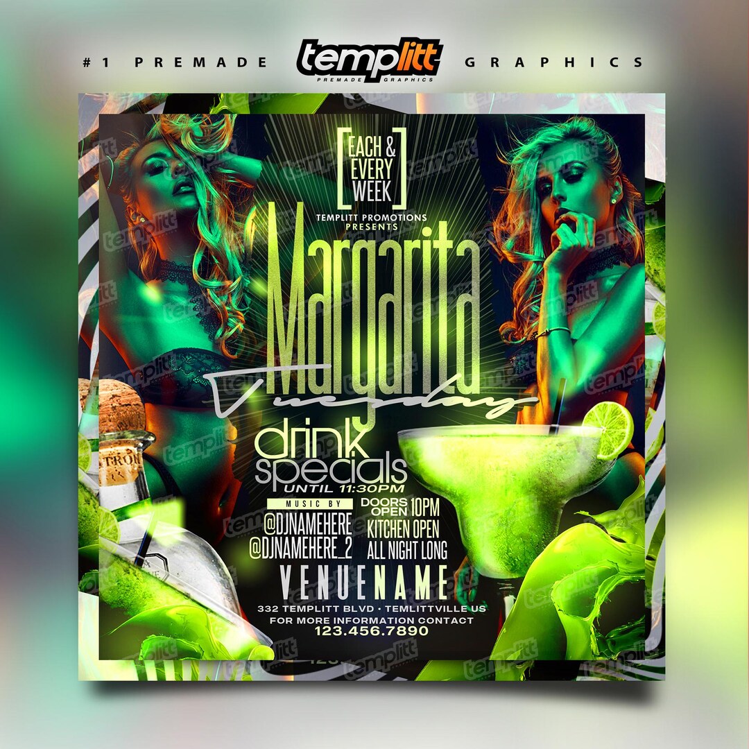Margarita Tuesday Party Flyer, Premade Flyer Template, Event Flyer ...