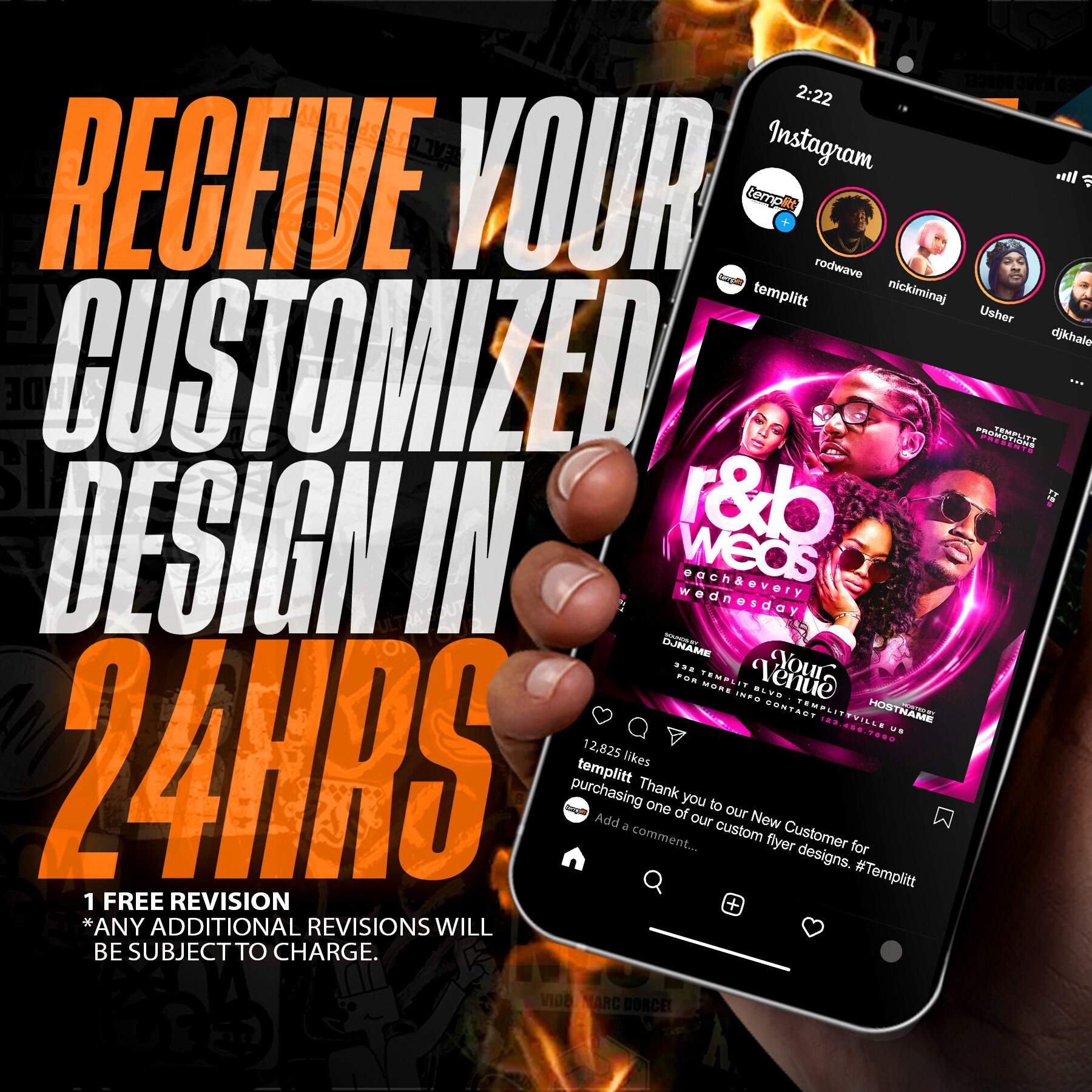 R&B Wednesday Party Flyer, Premade Flyer Template, Event Flyer, Night ...