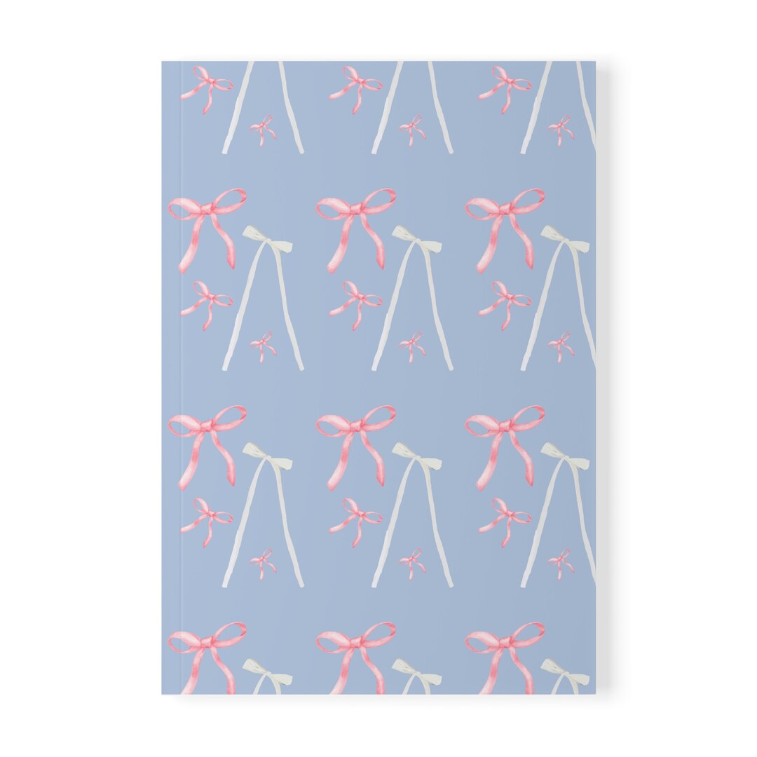 Bows Coquette Aesthetic Lined Paper Notebook Blue Paperback Journal ...