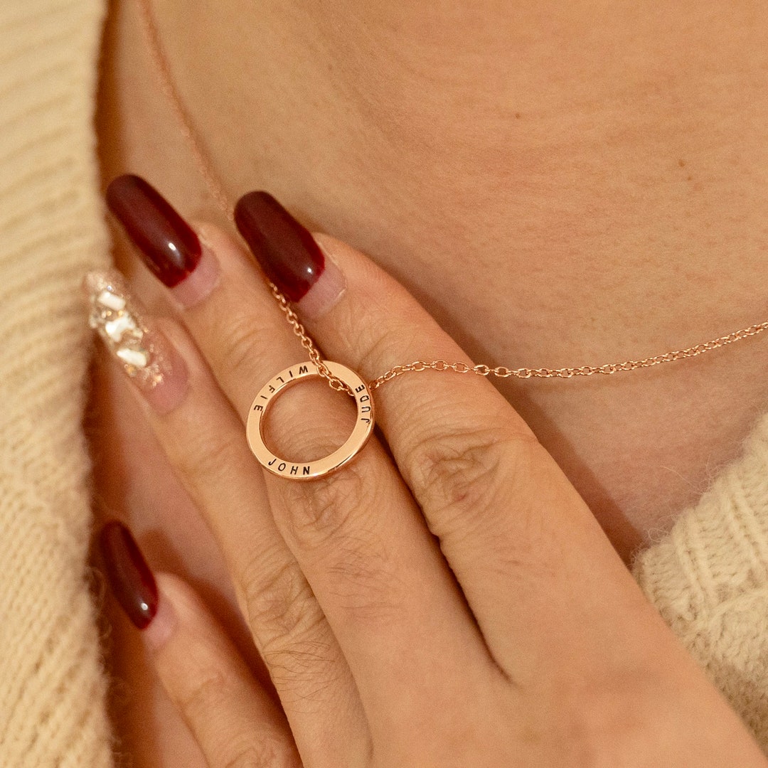 Personalized Name Necklace,custom Circle Necklace,name Rings Necklace ...