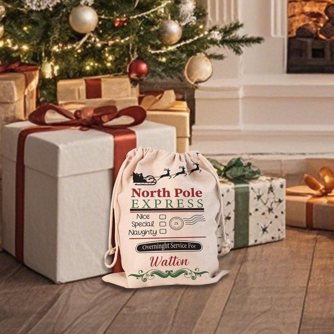 Family Santa Sack,child's Name Present Santa Sack,custom Santa Bag for ...
