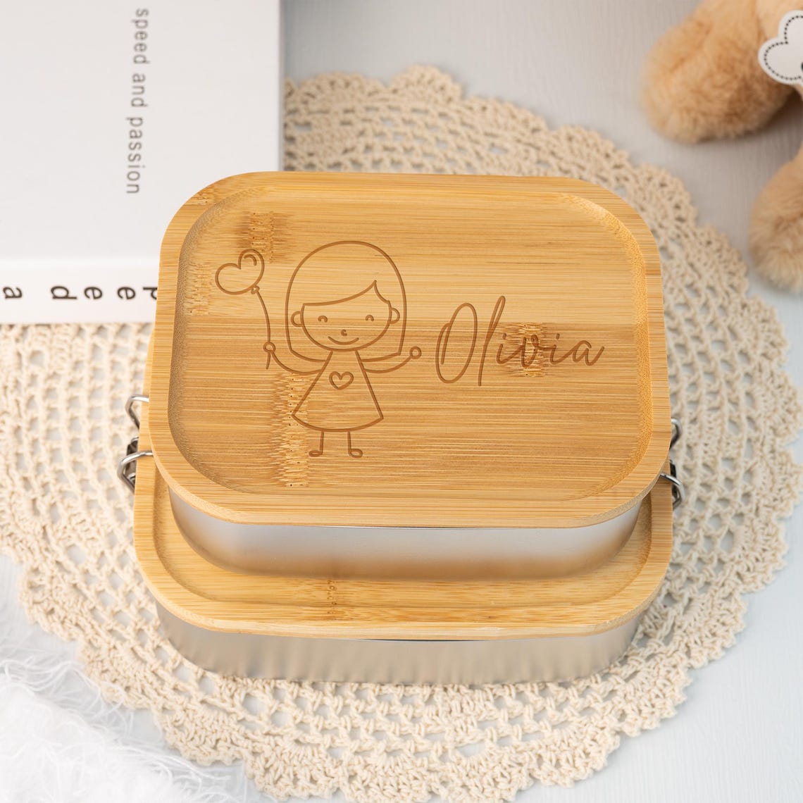Personalized Name Lunch Box,girls Boys Name Lunch Box,engraved Wood ...