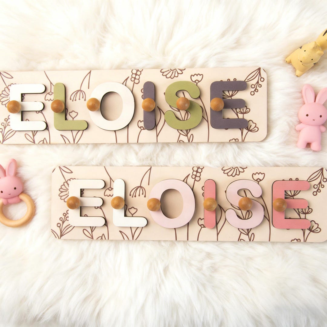Personalized Name Puzzle, Wooden Puzzle Toys for Toddlers, Patterned ...