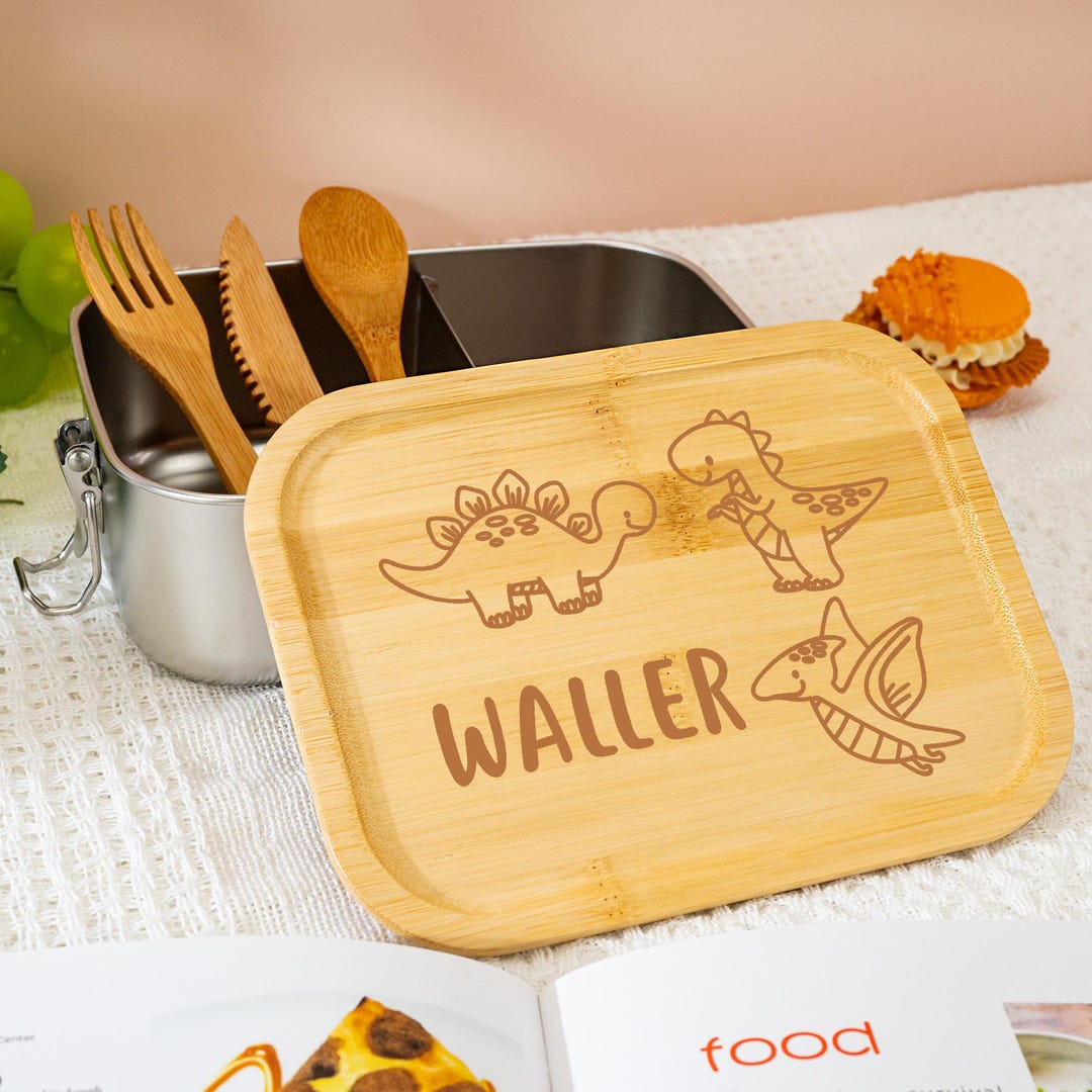 Custom Engraved Wood Lunch Box, Boy's Name Lunch Box Gift, Personalised ...