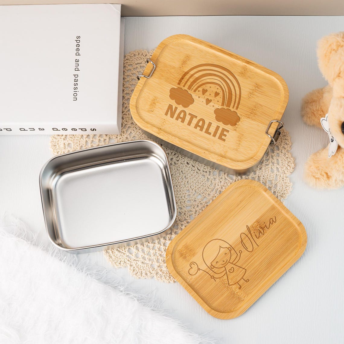 Personalized Name Lunch Box,girls Boys Name Lunch Box,engraved Wood ...