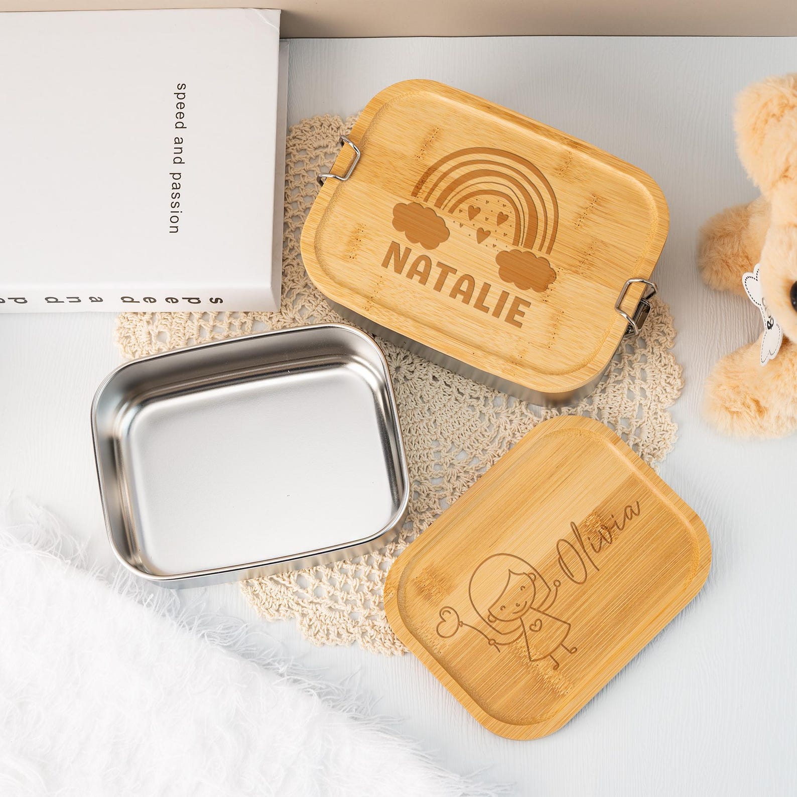 Personalized Name Lunch Box,girls Boys Name Lunch Box,engraved Wood ...