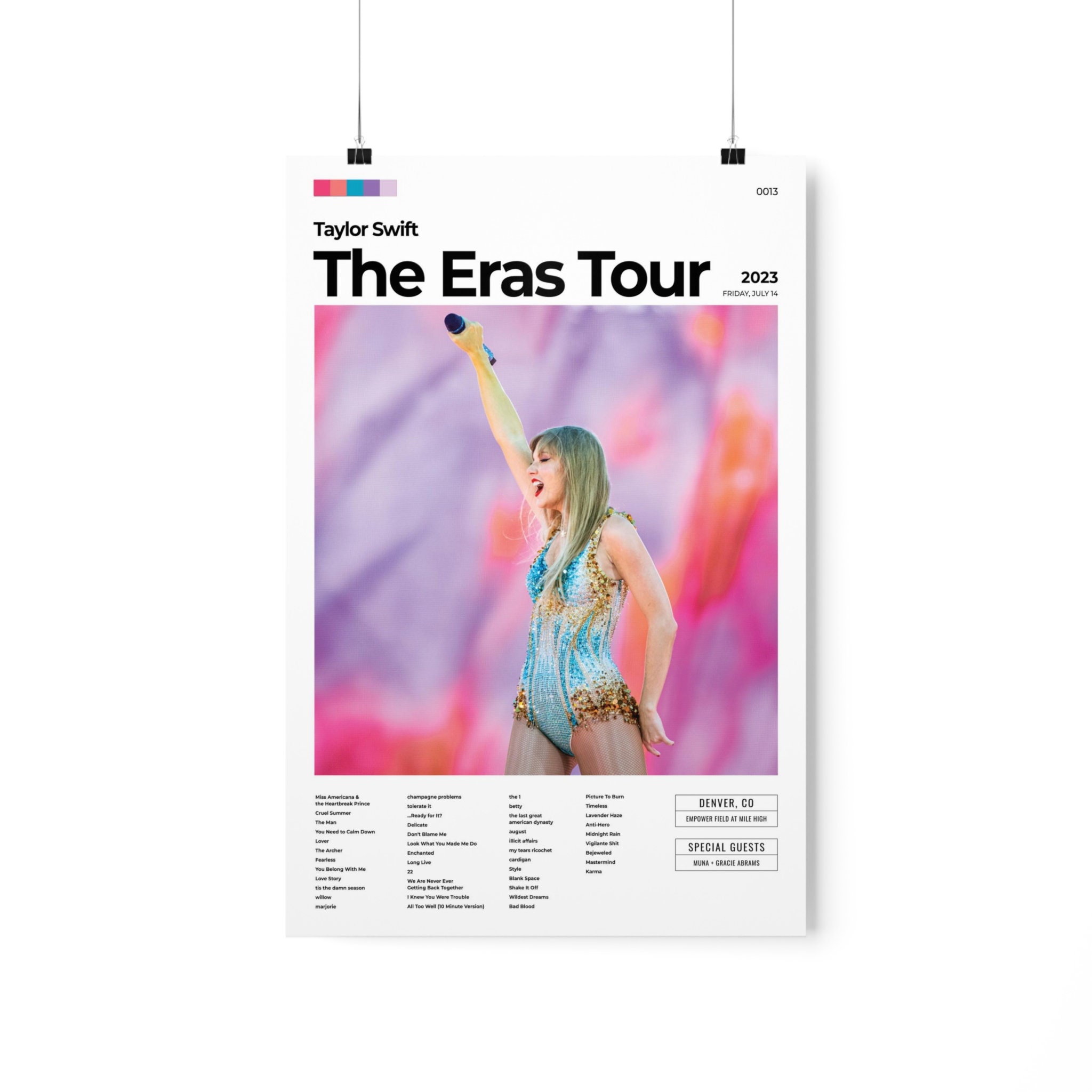 Taylor Denver CO, Night 1, Custom The Eras Tour Setlist Poster sold by ...