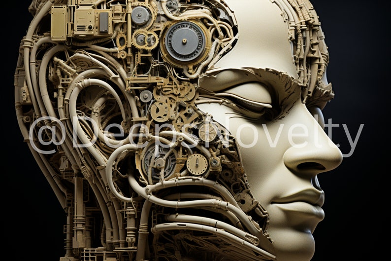Printable Robot Head Wall Decor: Unique Abstract Robotic Head With ...